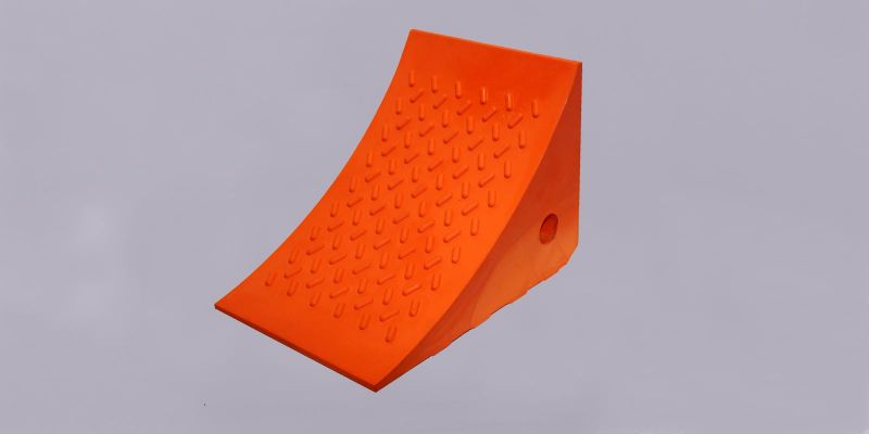 Urethane Industrial Chocks Orange Checkers Urethane Wheel Chock ...